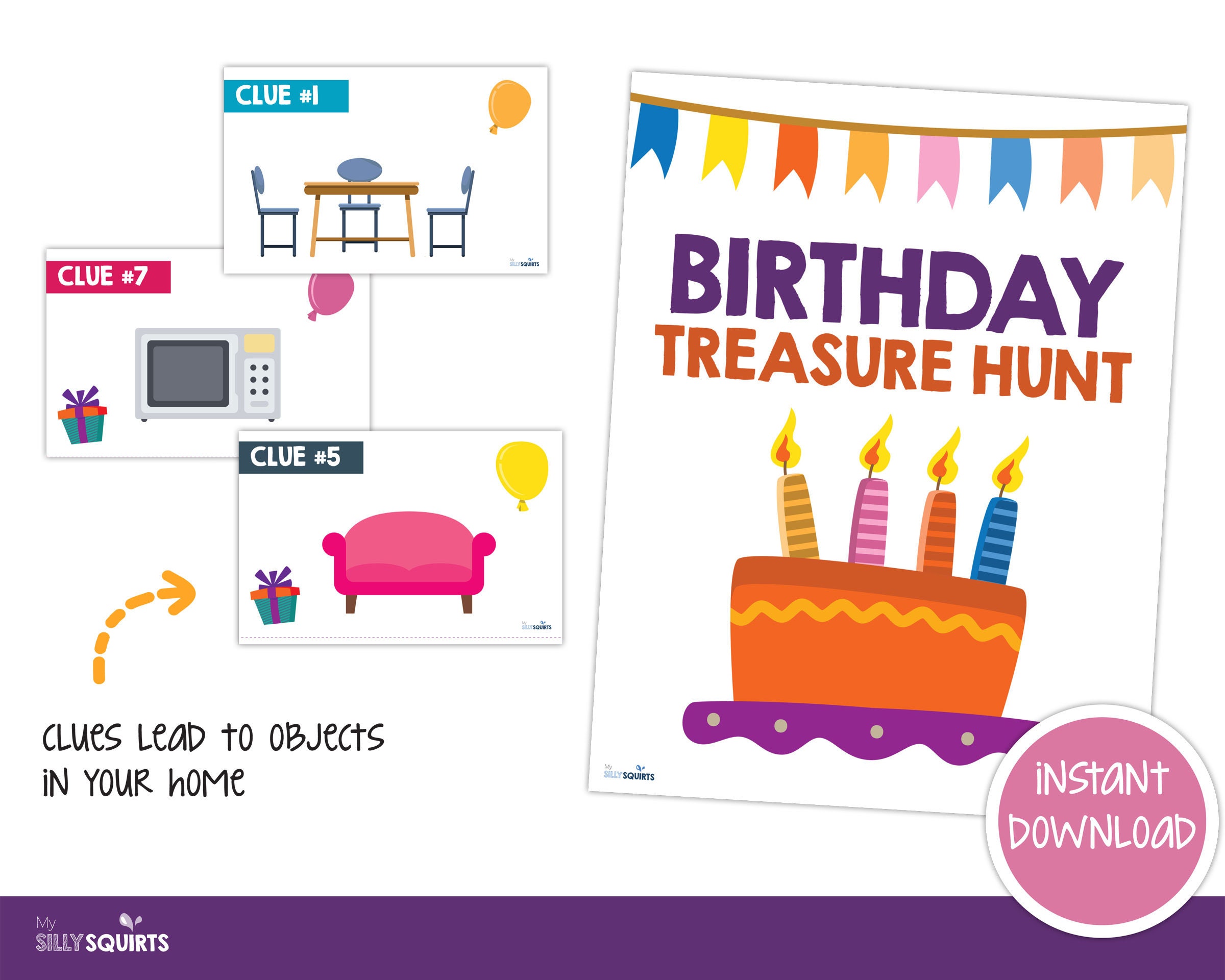 Indoor Birthday Treasure Hunt, Easy Birthday Treasure Hunt, Scavenger ...