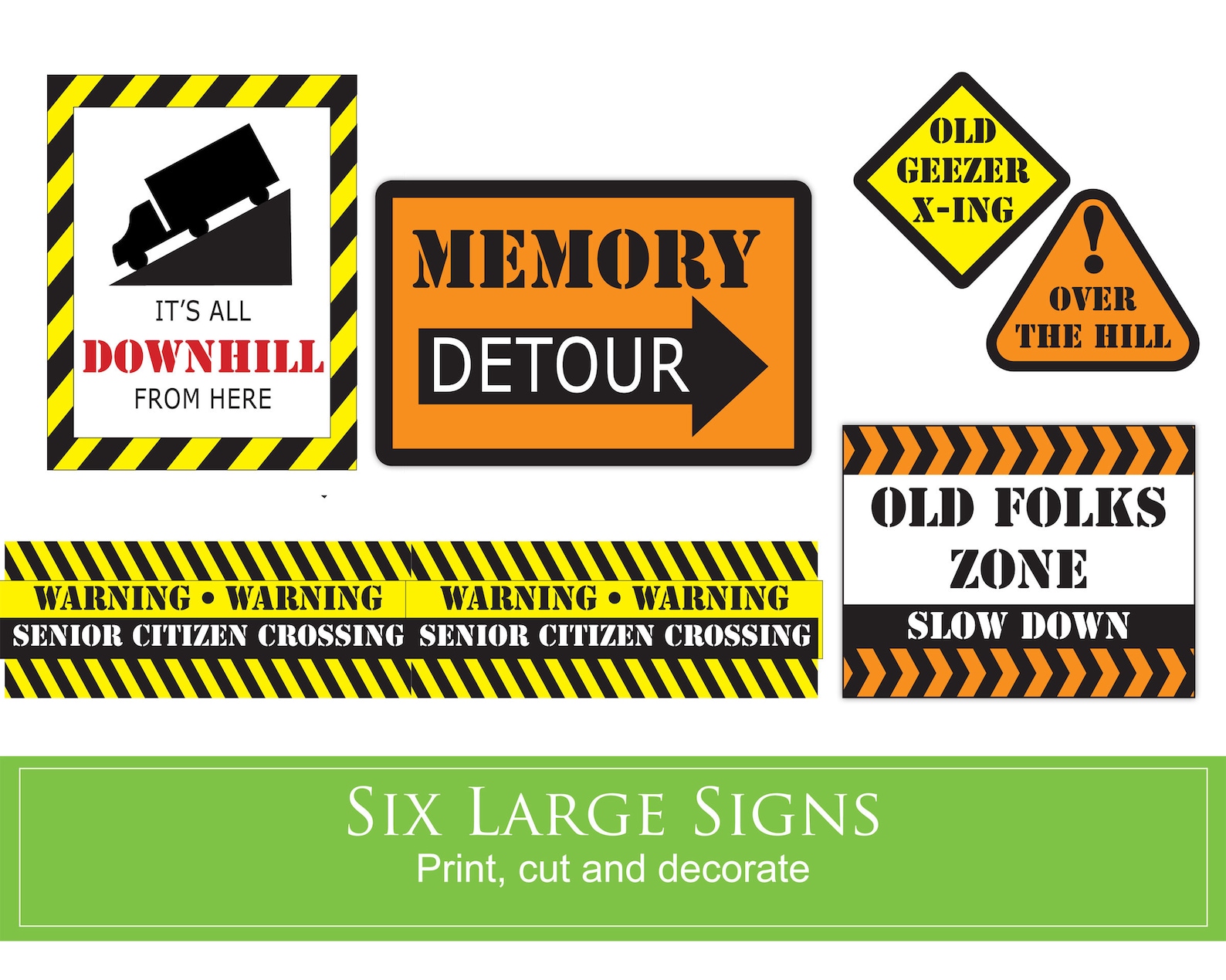 Over the Hill Printables; Gag Gifts; Over the Hill Party Signs Posters ...