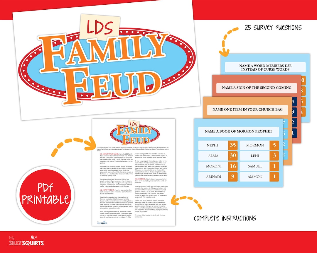 LDS Family Feud Party Game: 25 Survey Questions (digital Download) - Etsy