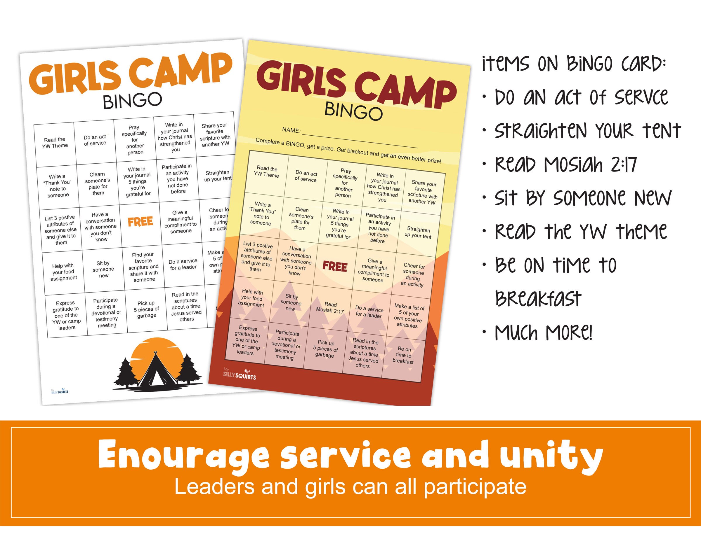 LDS Girls Camp BINGO Printable: Latter-day Saint Activity (digital ...