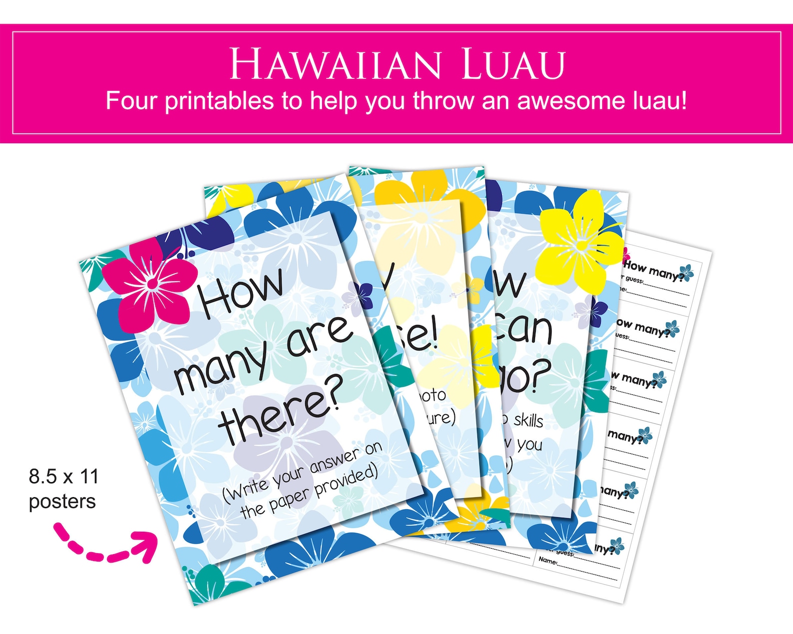 Hawaiian Luau Game/activity Posters - Etsy