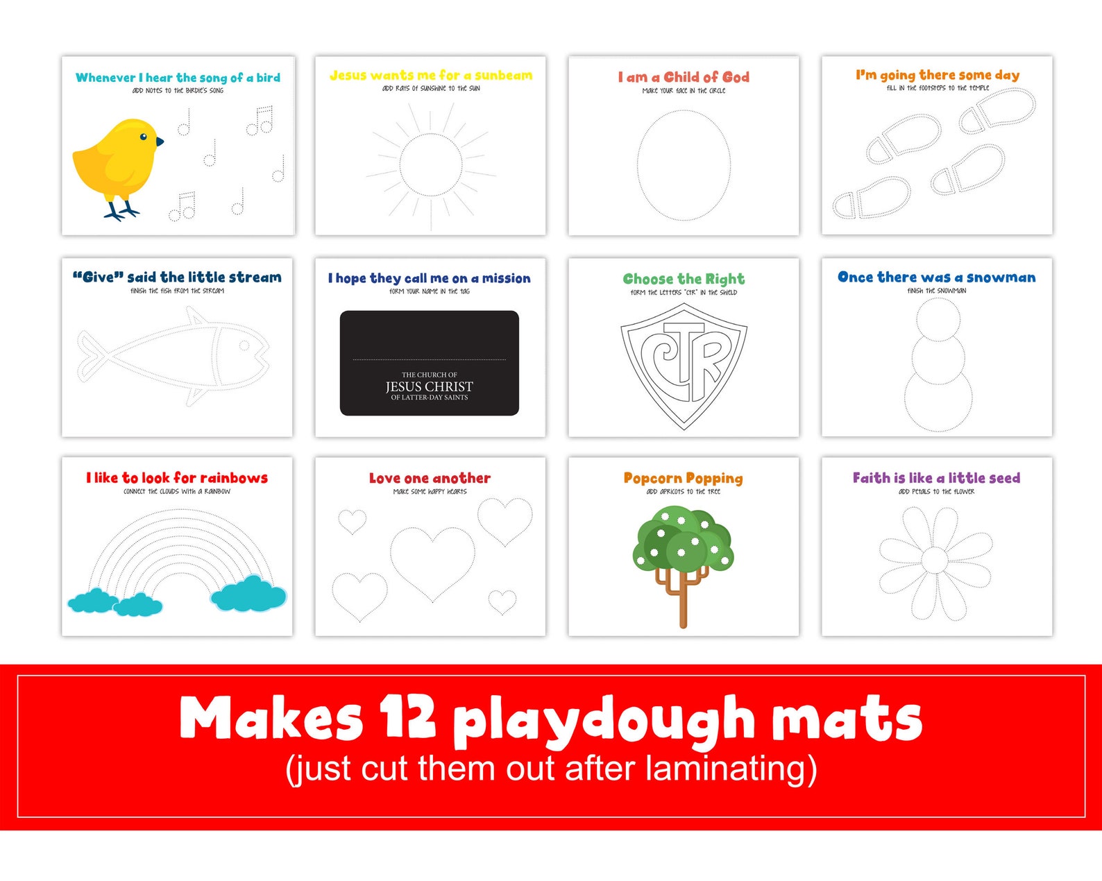 LDS Playdough Mats | Primary Songs | Latter-day Saints | Scripture ...