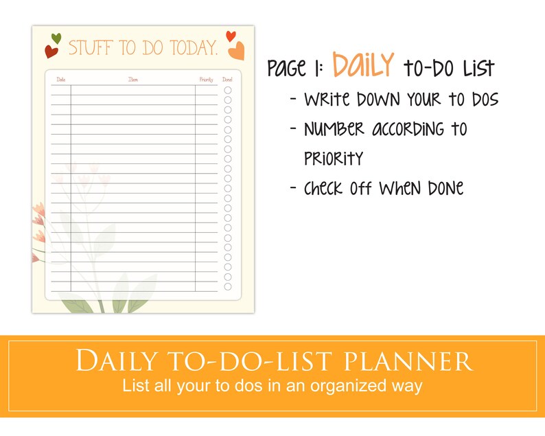 Printable Daily Planner: Weekly, Monthly To-do List (PDF) - Etsy