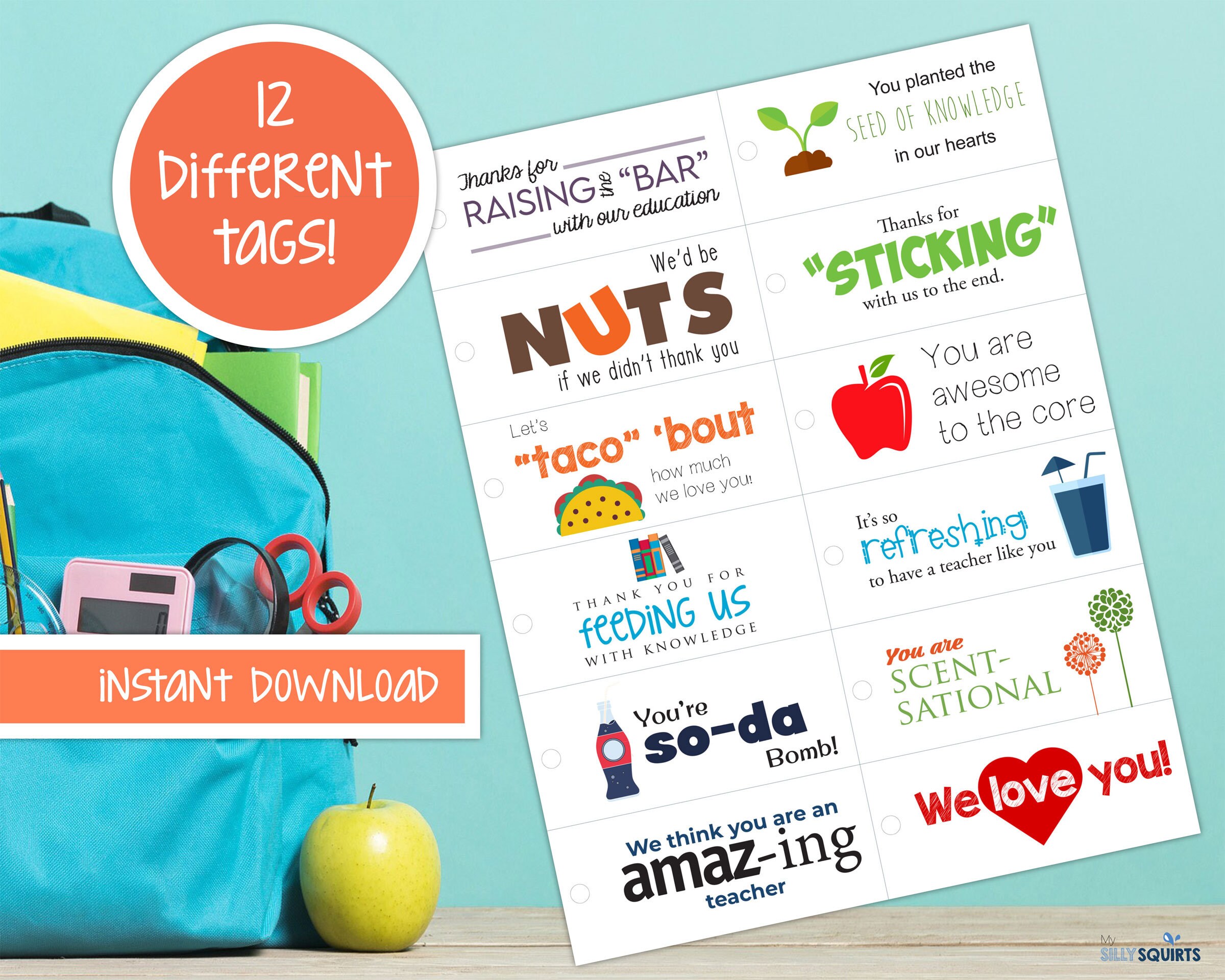 Thank You Gift Tags, Teacher Appreciation Week, Thank You for All You ...