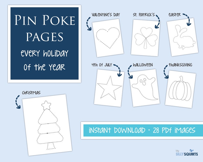 Holiday Pin Poke Activity: Fine Motor Skills Printable (instant ...