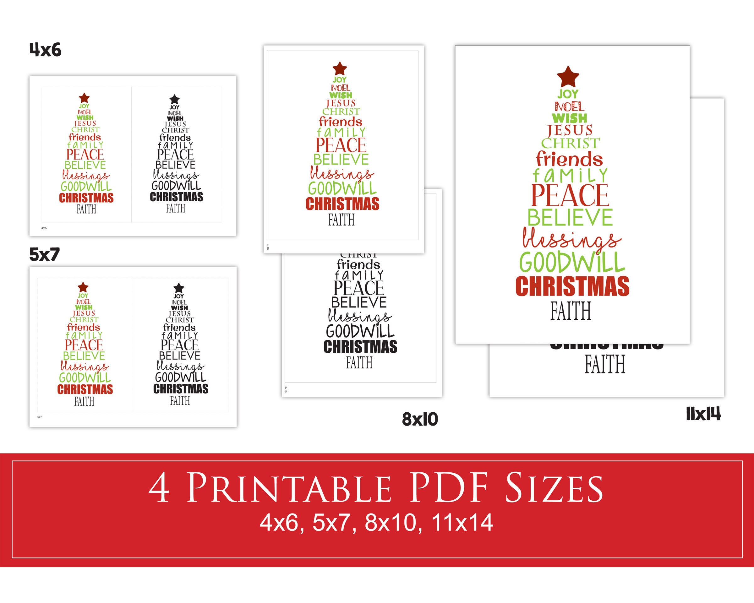 Christmas Tree Word Art Print: Holiday Wall Decor (SVG, PDF Digital ...