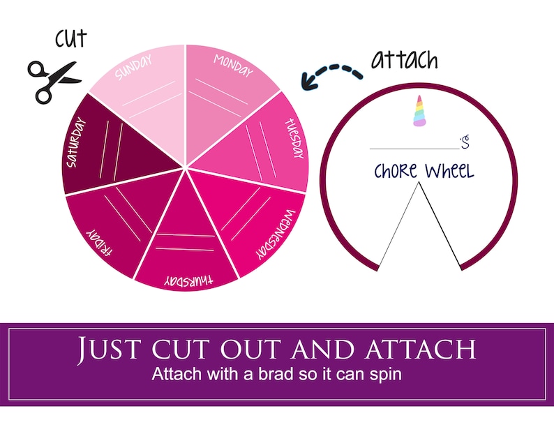 Printable Chore Wheel, Chore Chart, Daily Chore Chart, Instant Download ...