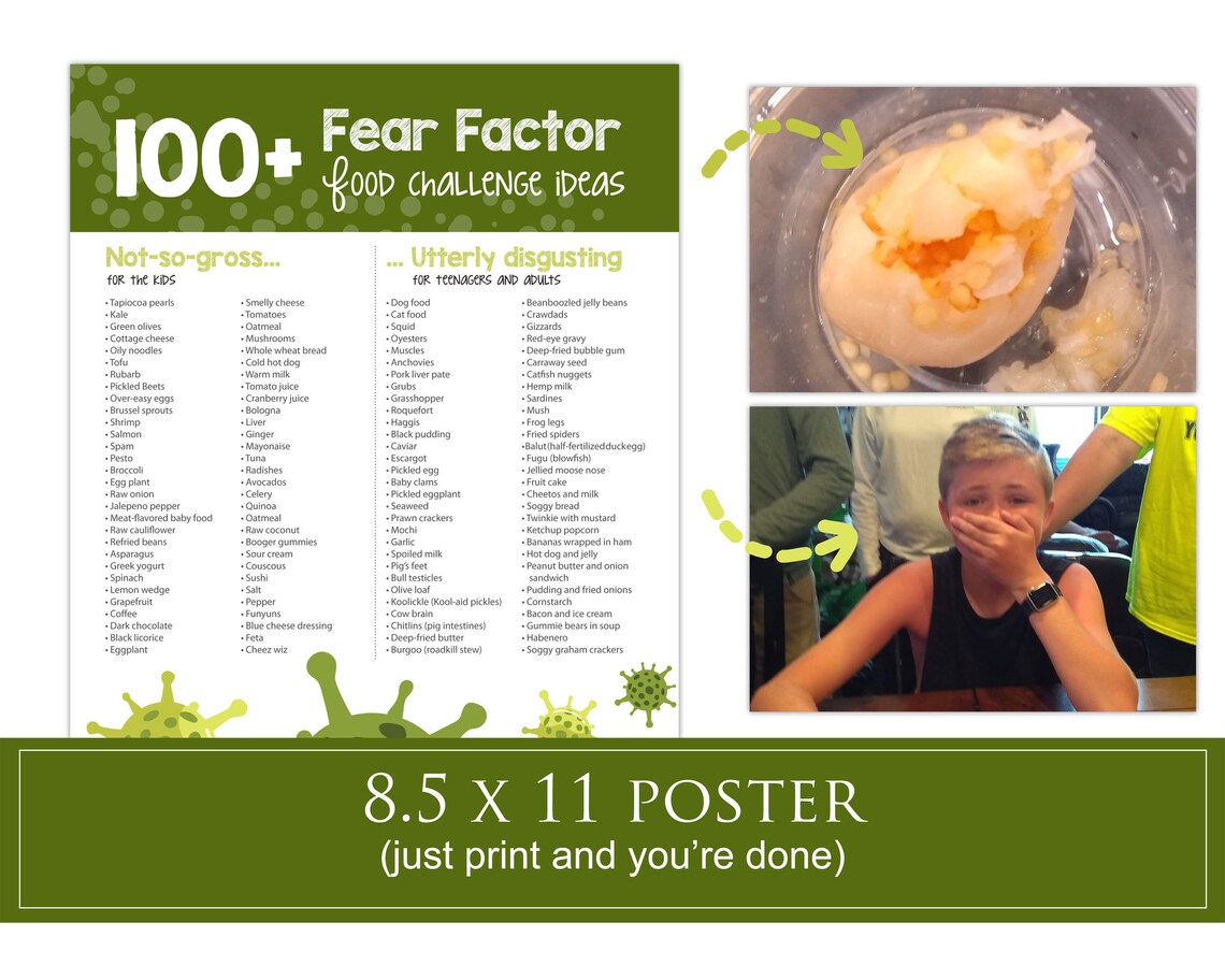 Fear Factor Food Challenge Ideas: Party Game Printable (PDF) - Etsy