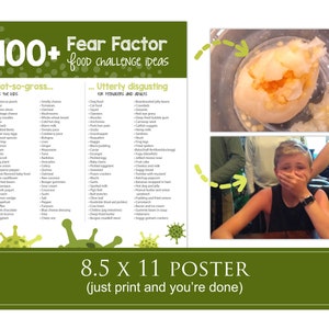 Fear Factor Food Challenge Ideas: Party Game Printable (PDF) - Etsy