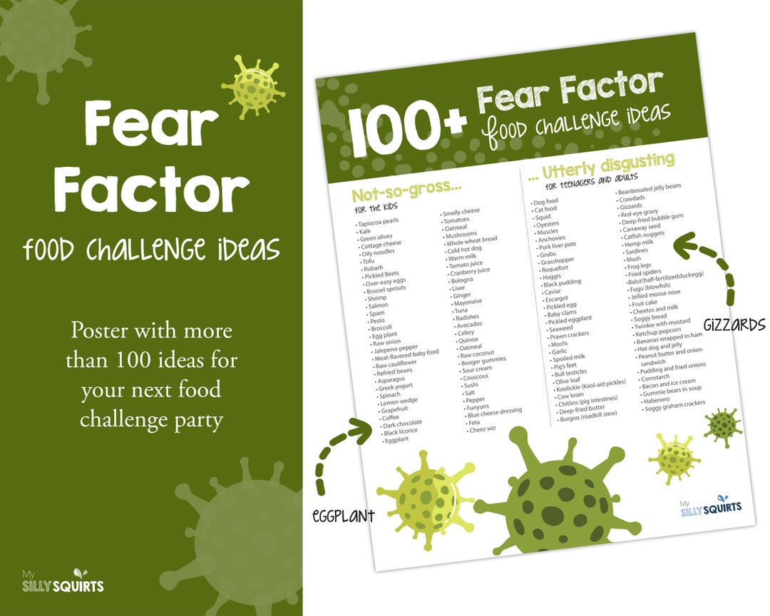 Fear Factor Food Challenge Ideas: Party Game Printable (PDF) - Etsy