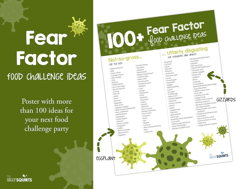 Fear Factor Inspired Party Printable, Food Challenge Ideas PDF ...