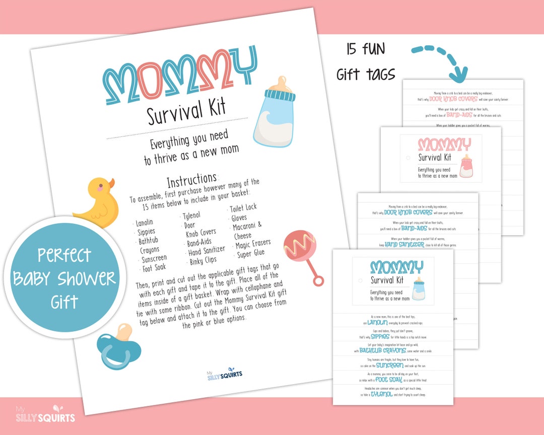 Mommy Survival Kit, Baby Shower Gift Tags (digital Download) - Etsy