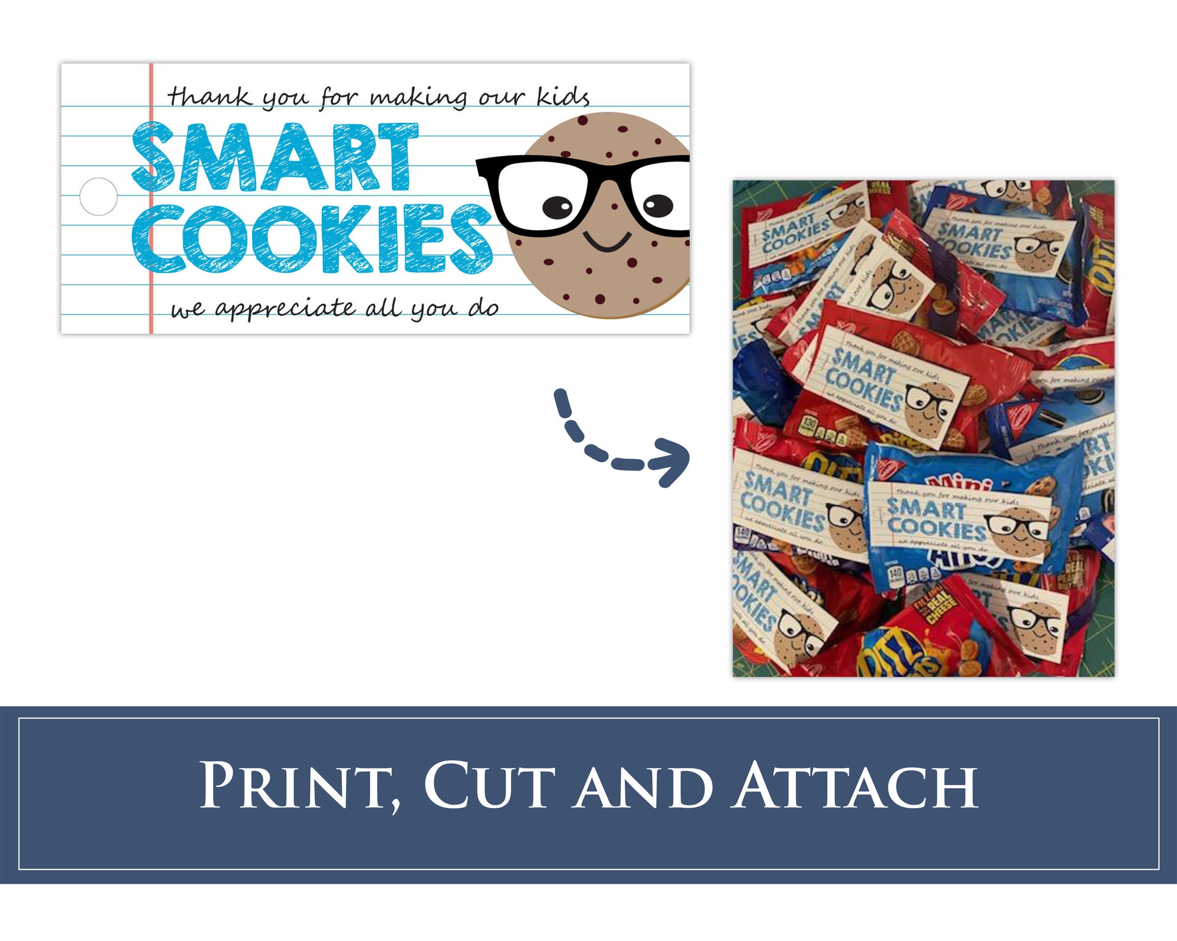 Printable Teacher Cookie Thank You, Cookie Treat Gift Tag for Teacher ...