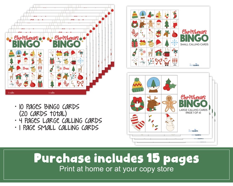 Christmas Bingo, Printable Christmas Bingo, 20 Unique Bingo Cards ...