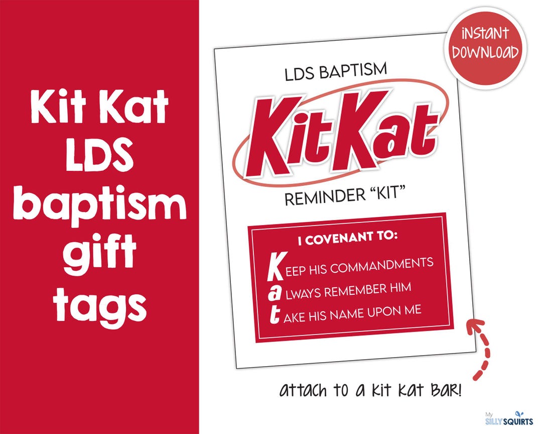 Kit Kat LDS Baptism Gift Tags: Printable Candy Bar Labels (digital ...