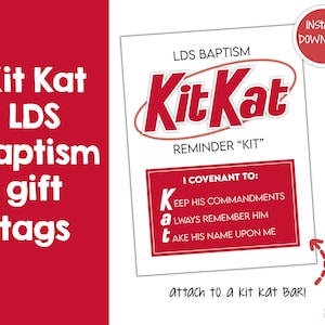 Kit Kat LDS Baptism Gift Tags: Printable Candy Bar Labels (digital ...
