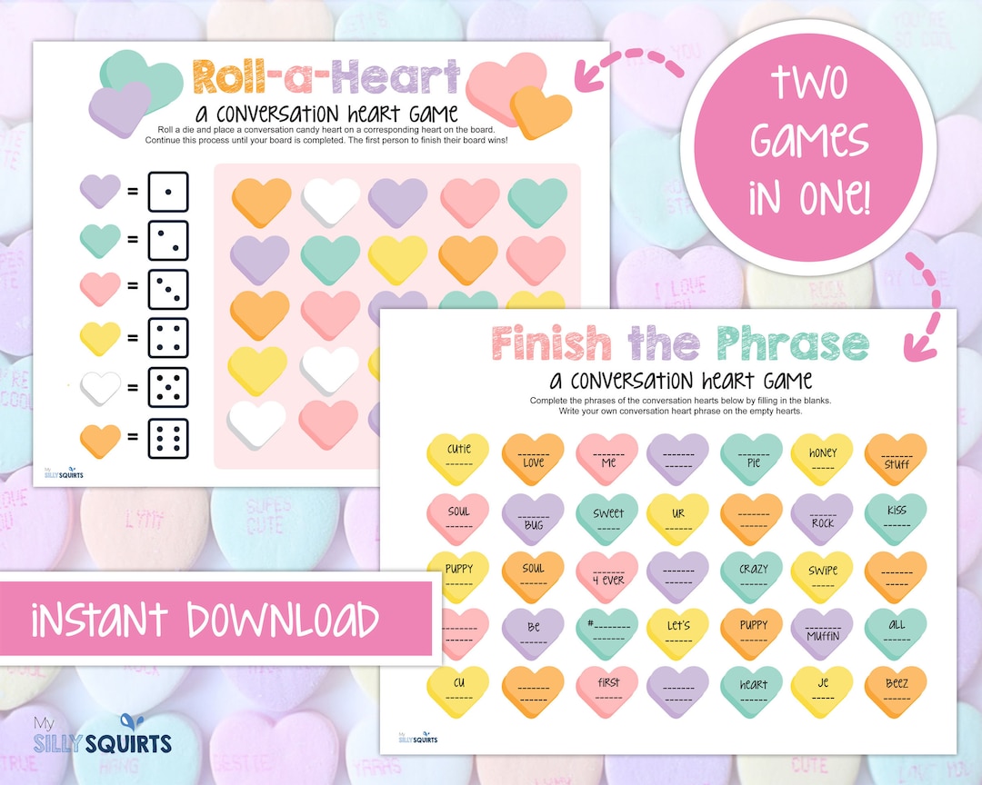 Valentine's Day Printable Games, Classroom Valentine Party, Rolling ...