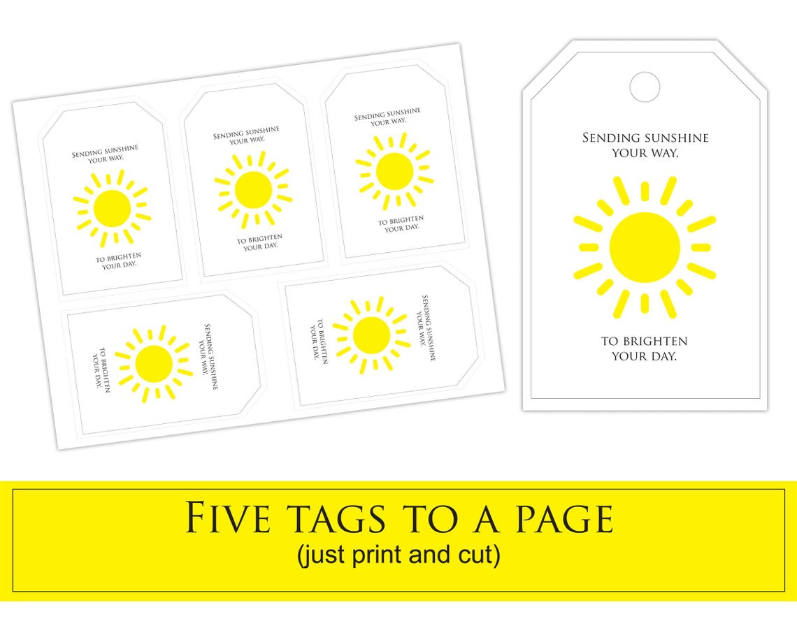 Box of Sunshine Printable Gift Tag, Sunshine Box Printable, Basket of ...
