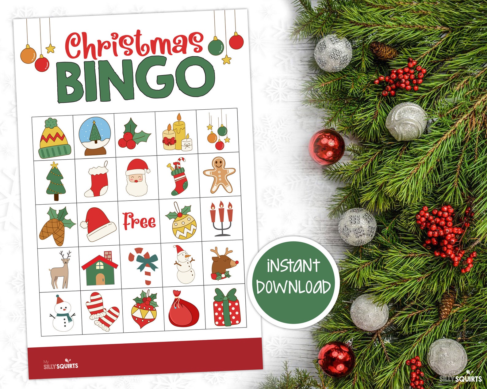 Christmas Bingo, Printable Christmas Bingo, 20 Unique Bingo Cards ...