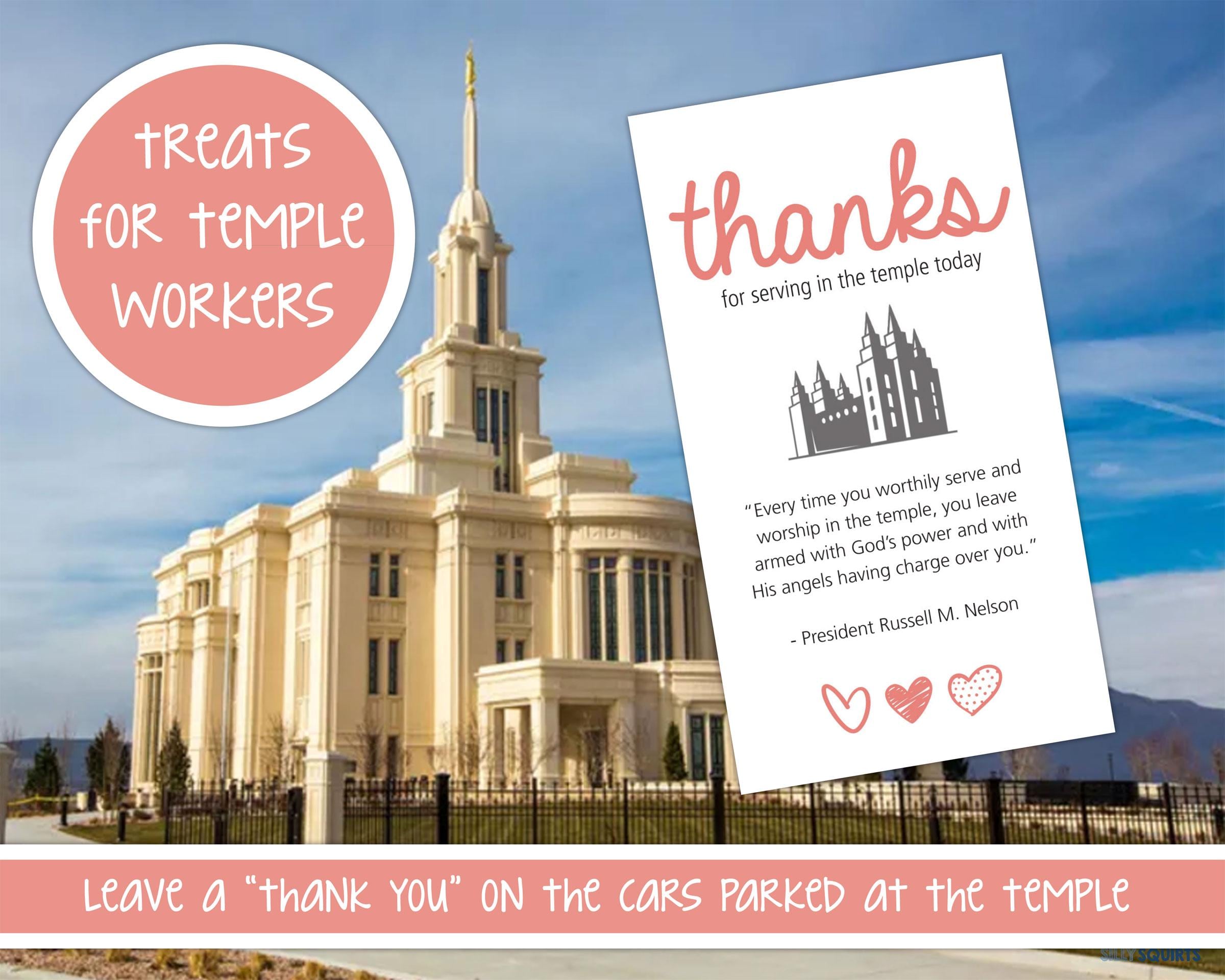 LDS Temple Worker Thank You Tags: Printable Gift (PDF) - Etsy