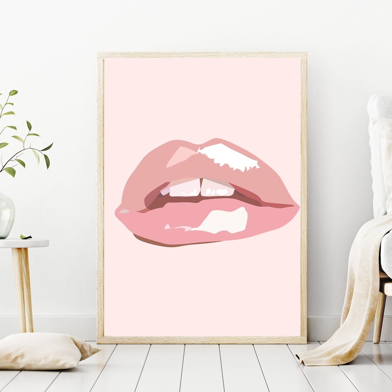 Pink Lips Poster - Etsy