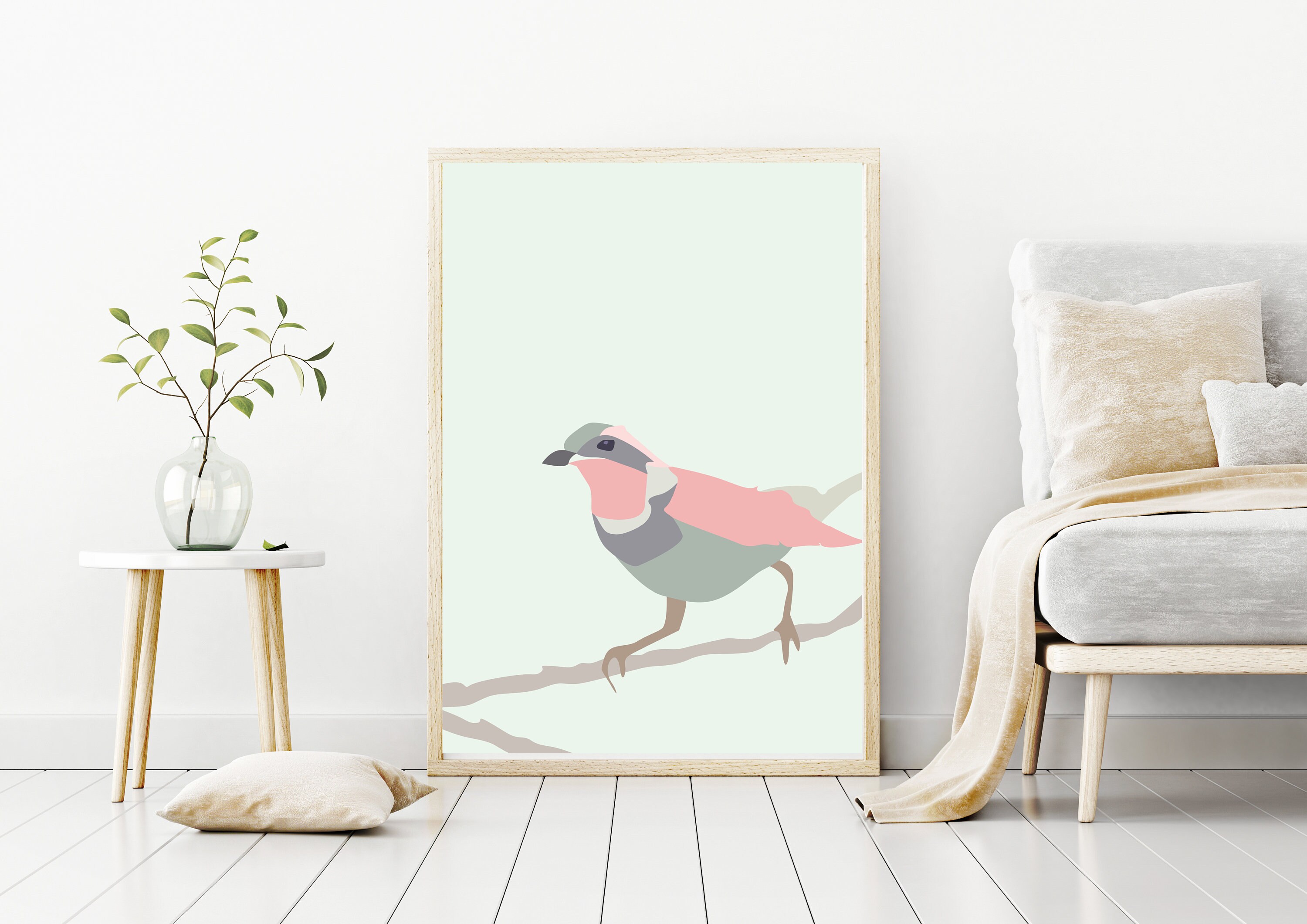 Green Bird Art Print Birds Printable Wall Art Wall Art - Etsy