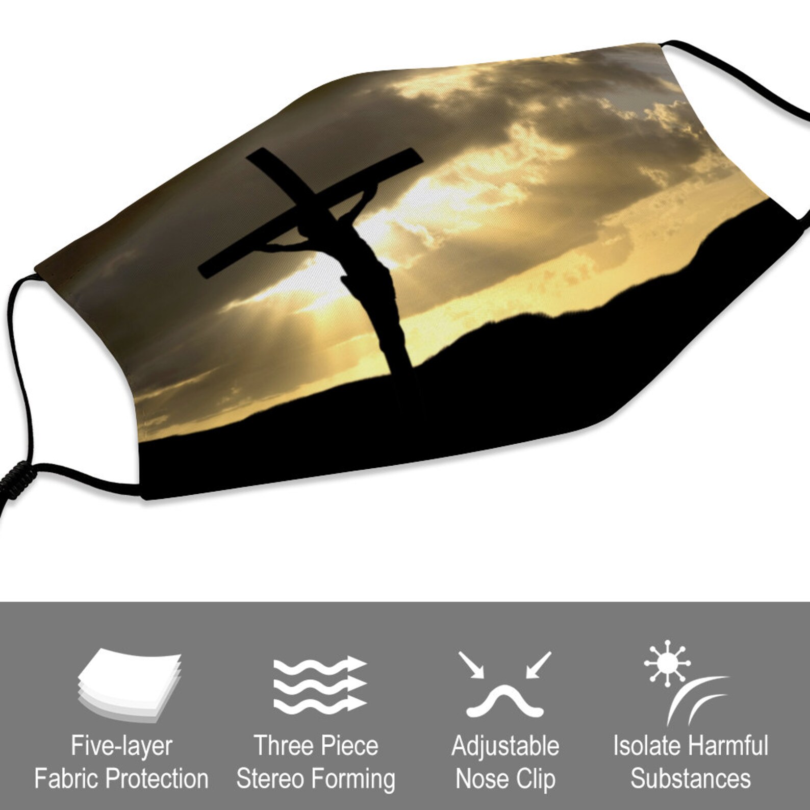 Jesus on Cross Faith Easter Christian Religious Holiday Cloth Face Mask ...