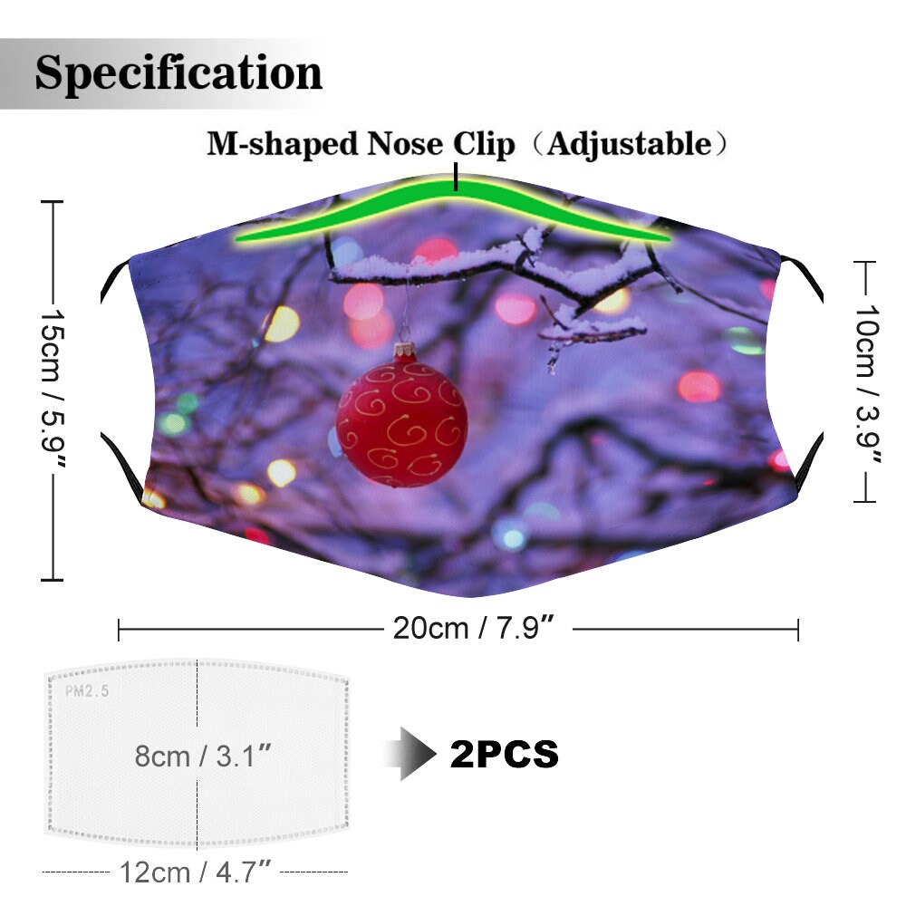 Winter Branch Snow Holiday Christmas Trees Lights Red Ornament Cloth ...