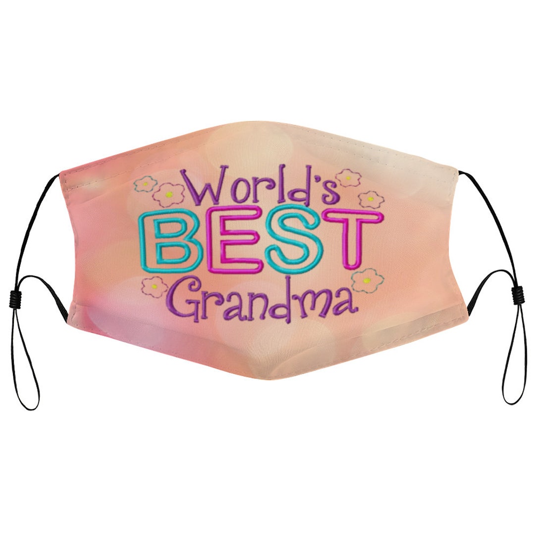 World's Best Grandma Nana Mimi Flowers Colorful Cloth Face Mask With 2 ...