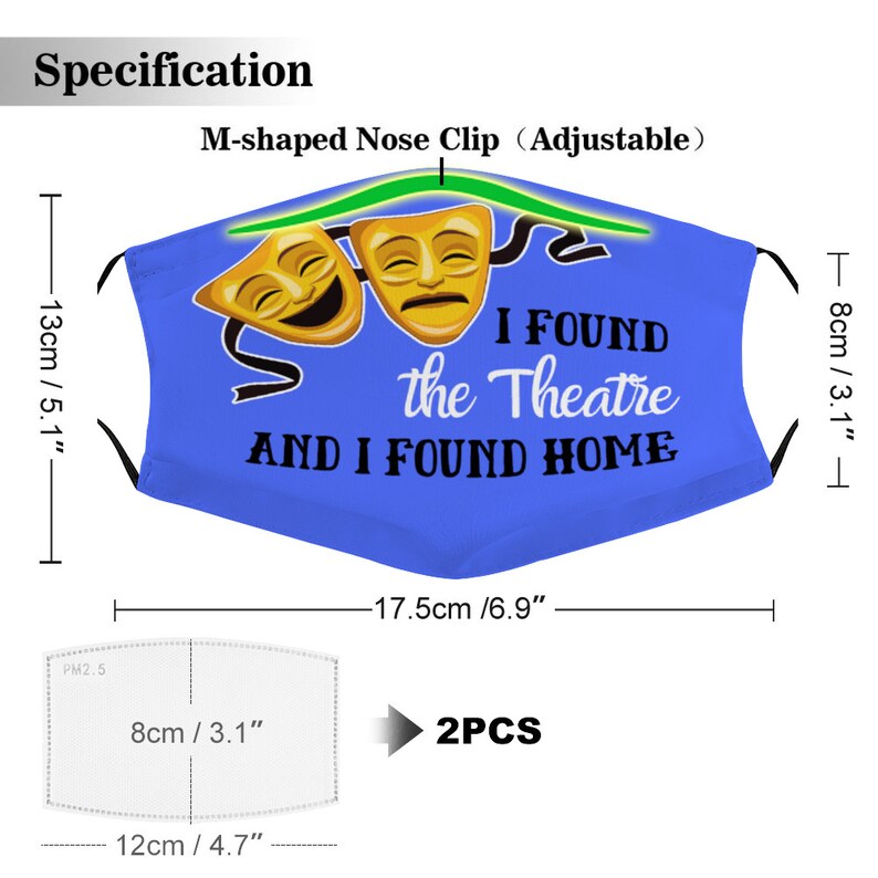 Thespian Actor Actress Found Theatre Home Cloth Face Mask W/ 2 - Etsy