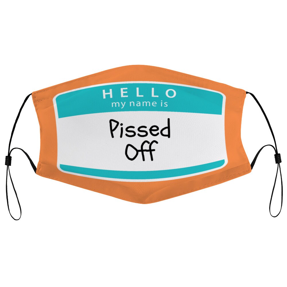 Hello Name Pissed off Rebel Anti Cloth Face Mask W/ 2 Replaceable ...