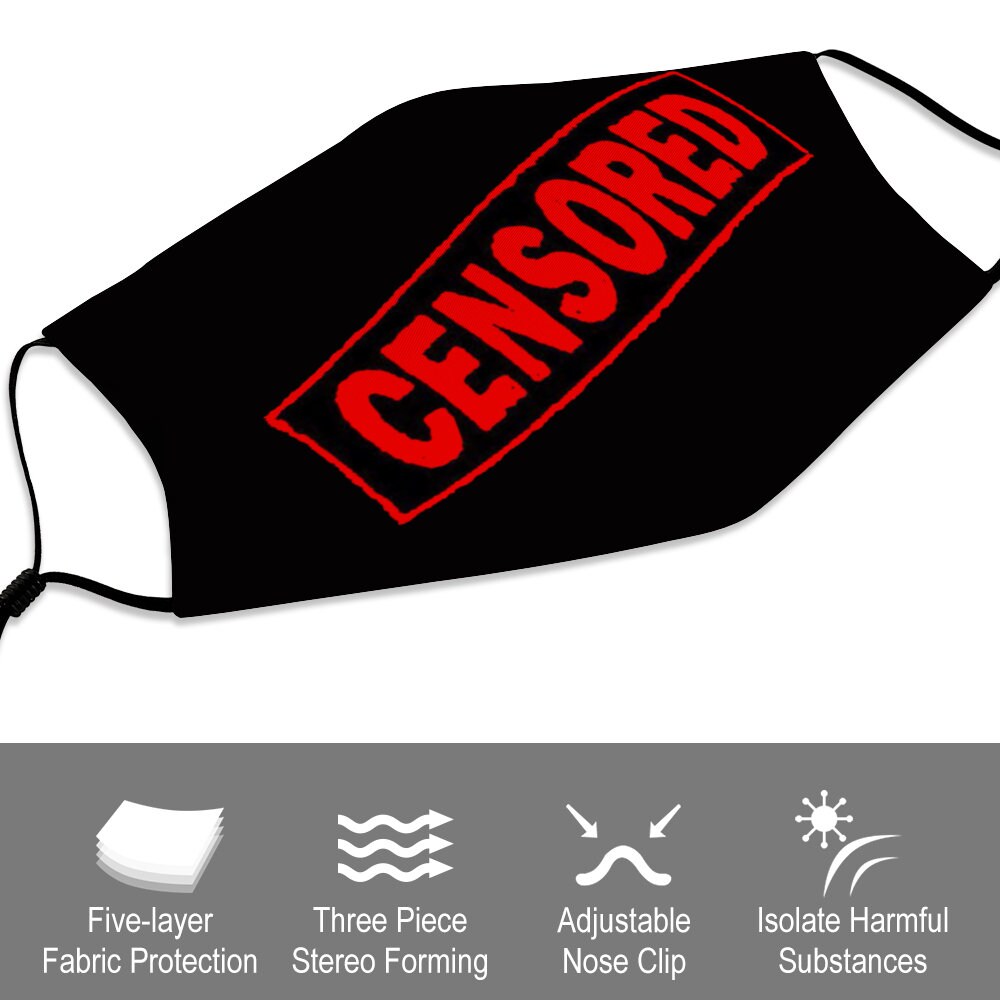 Red Censored Label Health Mandate Protest Rebel Anti Black Cloth Face ...