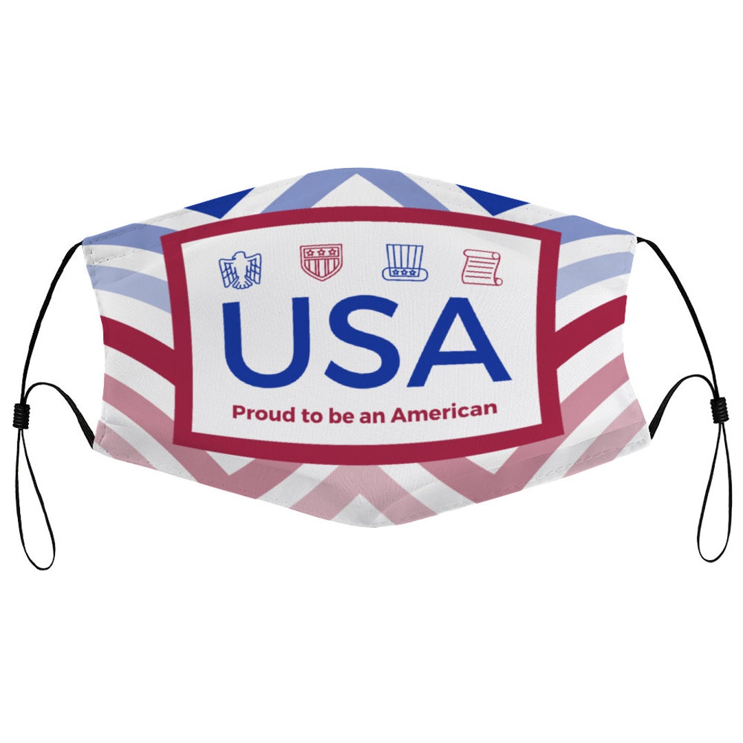 Proud American Patriotic Veteran USA Red Blue Cloth Face Mask 2 ...