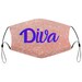 Diva Pink Glitter Background Purple Sassy HBIC Cloth Face Mask With 2 ...