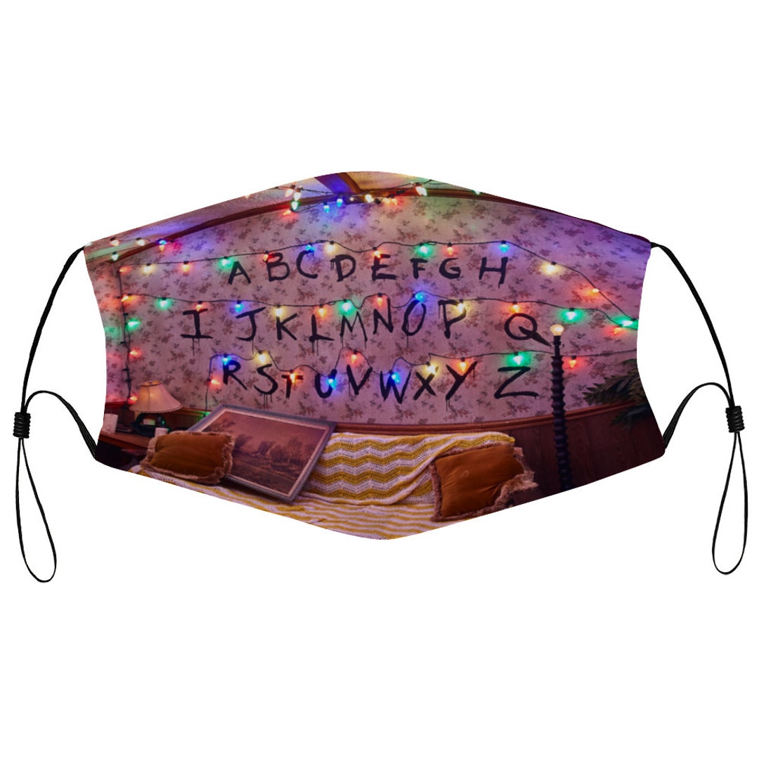 Stranger Things Christmas Lights Scene TV Show Holiday Cloth Face Mask ...