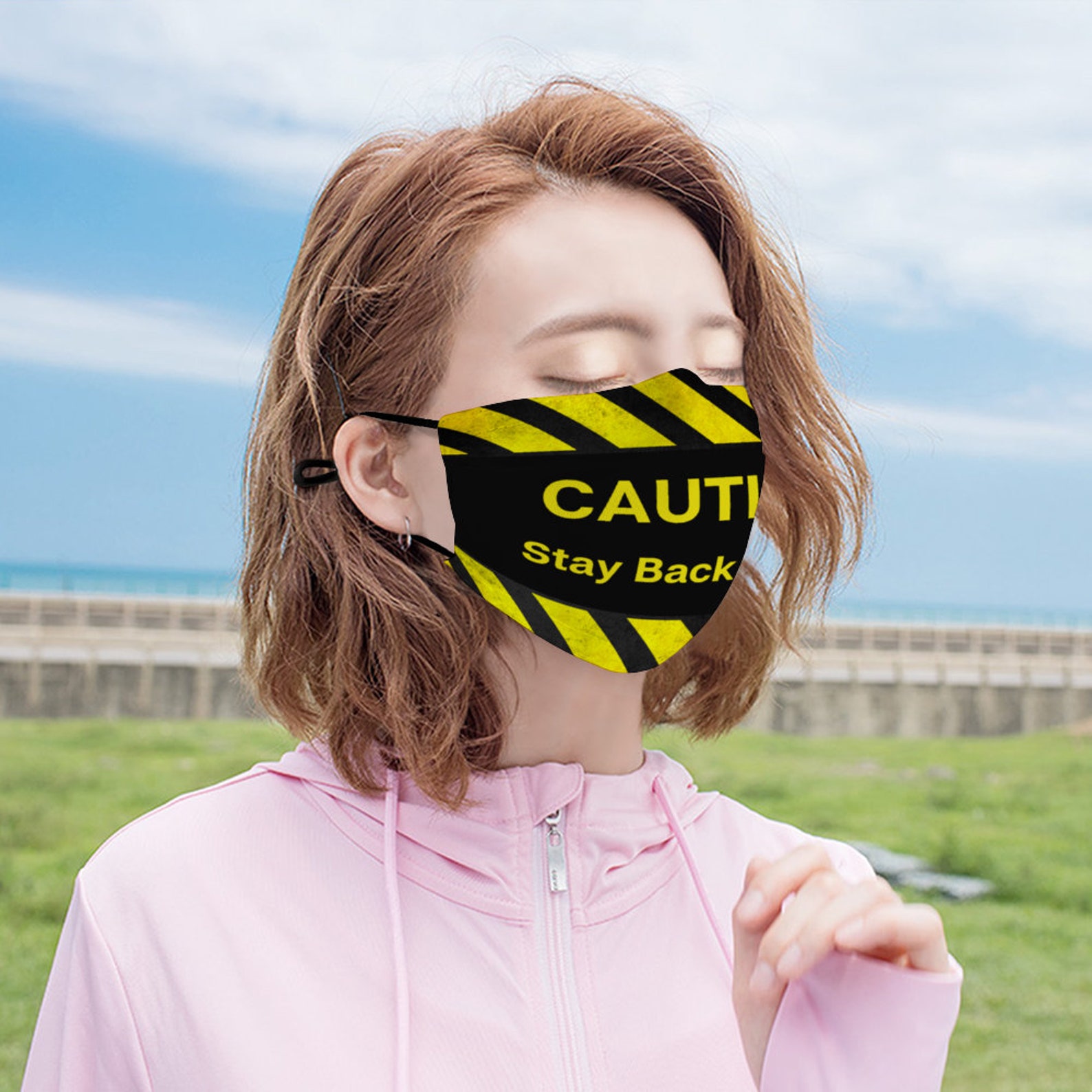 Caution Stay Back 6 Feet Social Distancing Cloth Face Mask W/ - Etsy