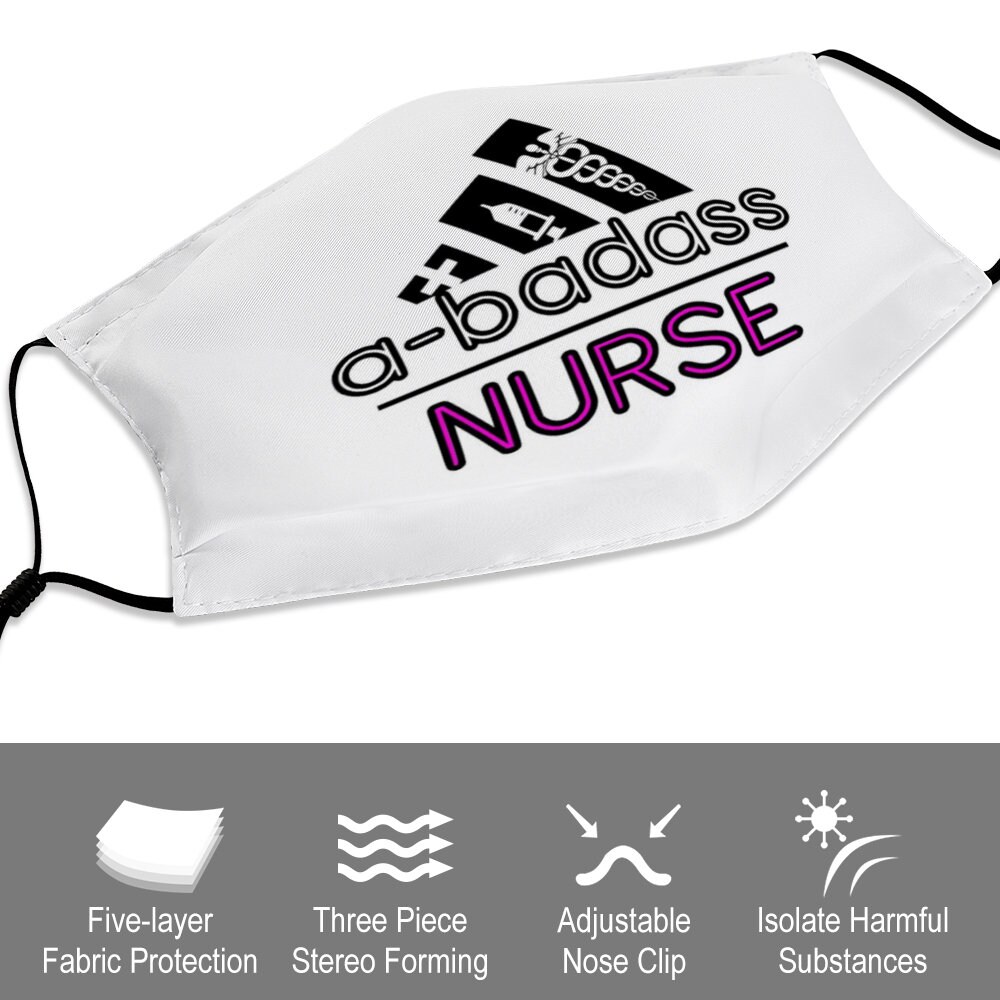 A Badass Bad Ass Nurse Sport Style Cloth Face Mask With 2 Replaceable ...