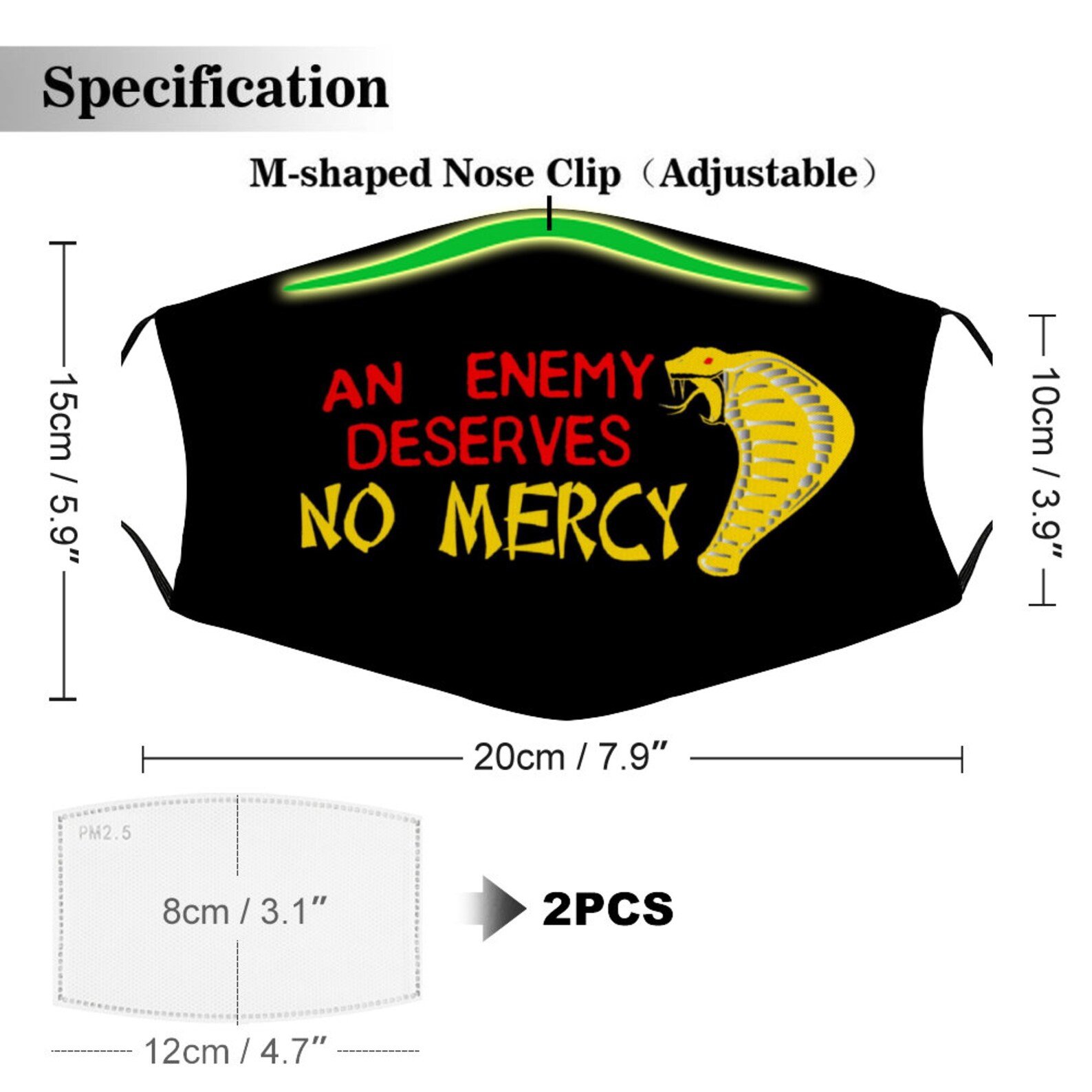 Karate Kid Cobra Kai Enemy Deserves NO MERCY Movie Quote Cloth Face ...