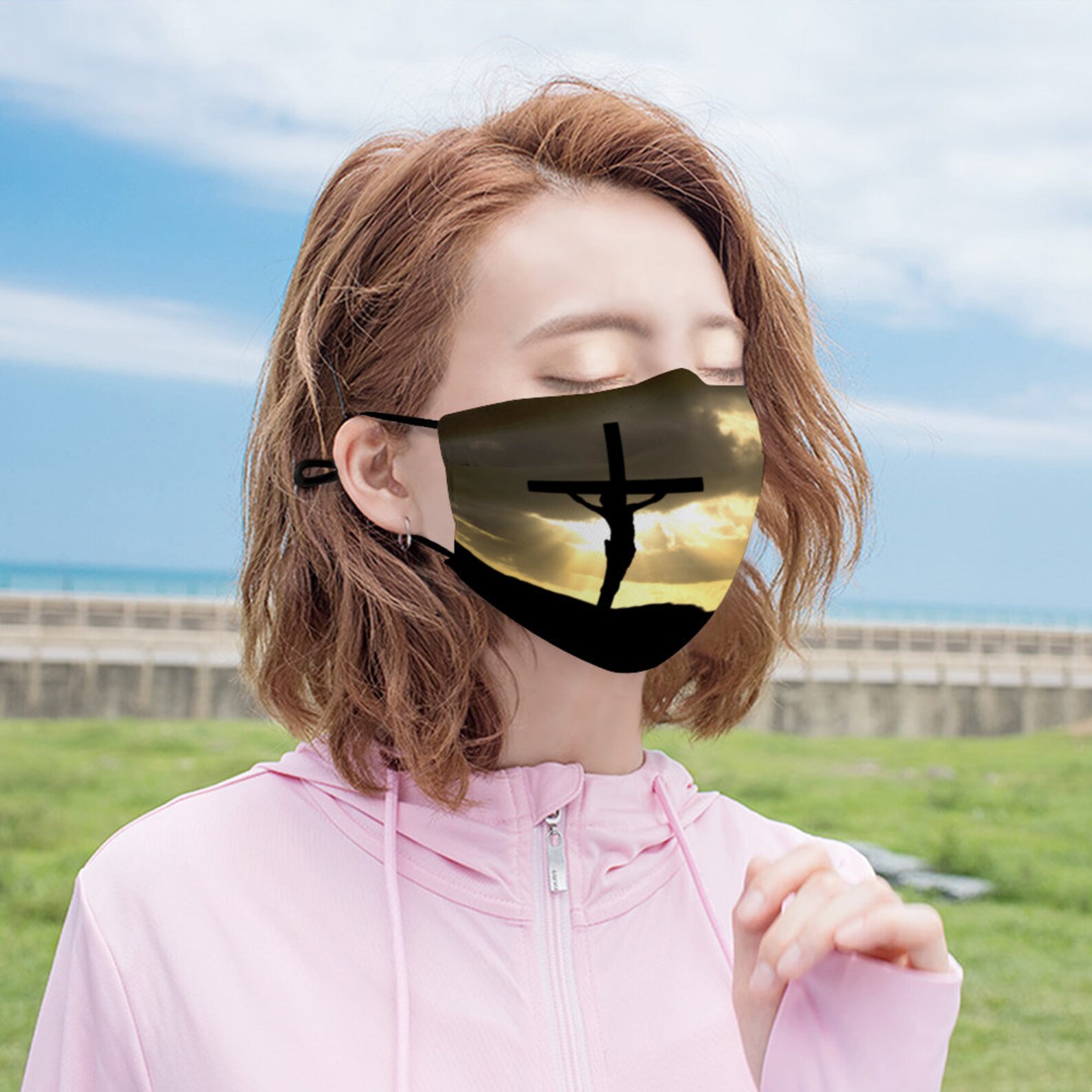 Jesus on Cross Faith Easter Christian Religious Holiday Cloth Face Mask ...