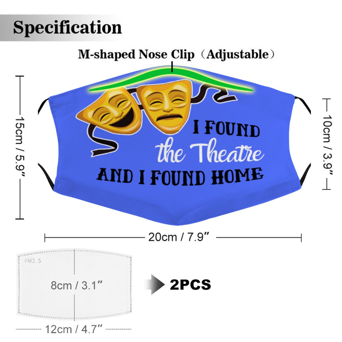 Thespian Actor Actress Found Theatre Home Cloth Face Mask W/ 2 - Etsy