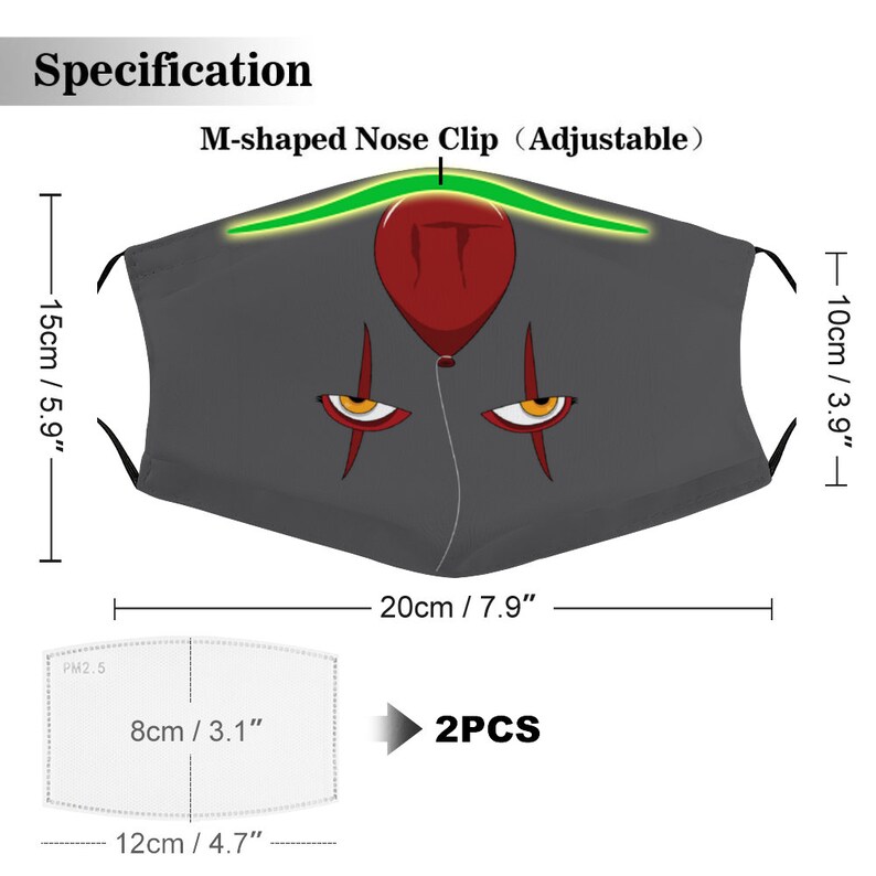 IT Red Balloon Pennywise Clown Stephen King Movie Book Quote Cloth Face ...