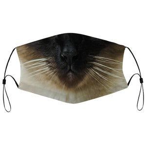 Siamese Cat Tonkinese Tabby Black Mouth Kitty Cloth Face Mask W/ 2 ...