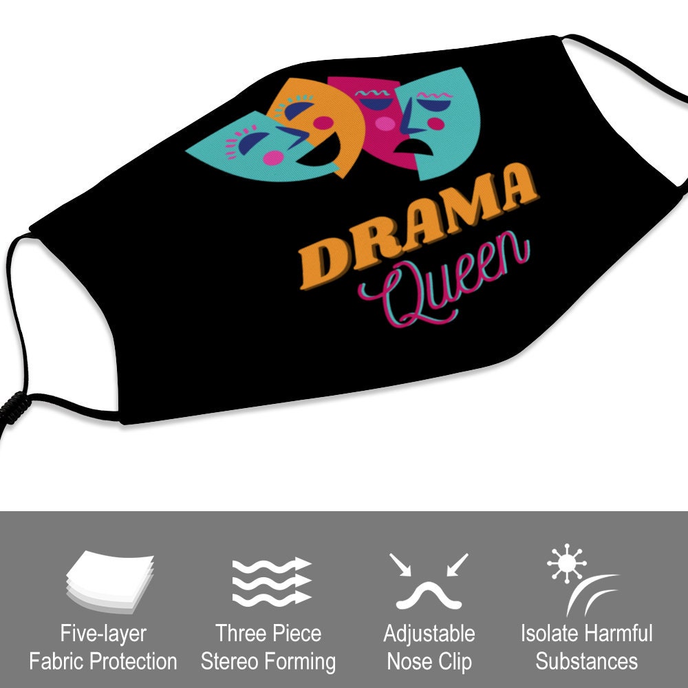 Drama Queen Thespian Actor Actress Theatre Cloth Face Mask W/ 2 ...