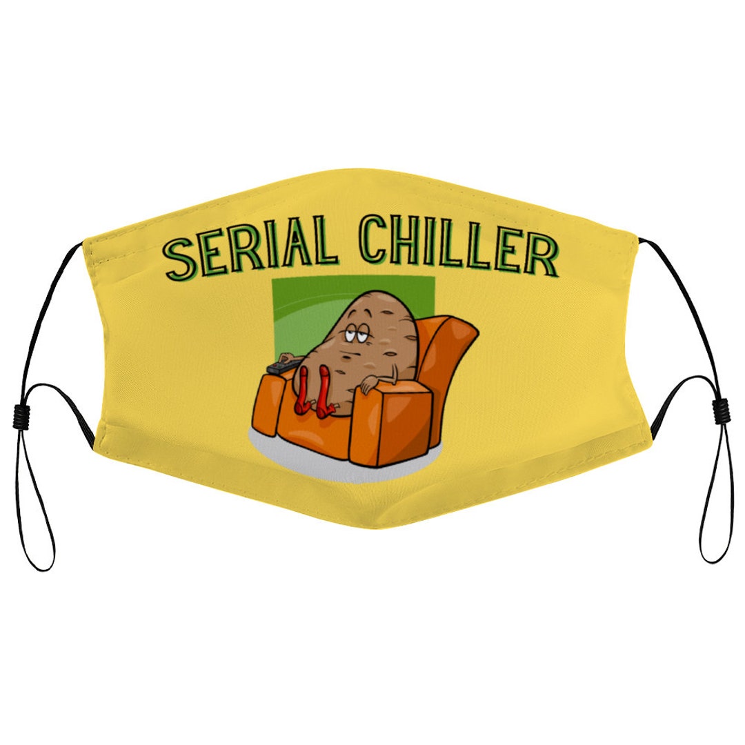 Serial Chiller Couch Potato Lazy Relaxing Yellow Cloth Face Mask With 2 ...