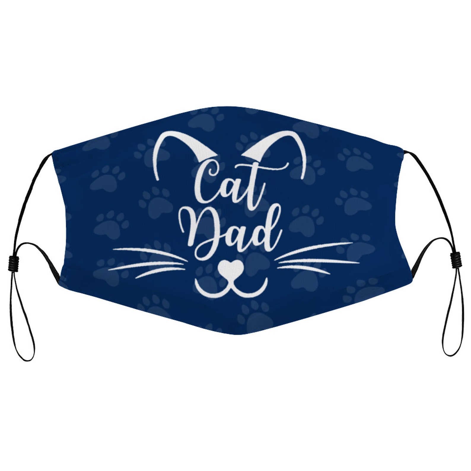 Navy Blue Cat Dad Kitty Feline Lover Paw Cloth Face Mask 2 - Etsy
