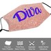 Diva Pink Glitter Background Purple Sassy HBIC Cloth Face Mask With 2 ...