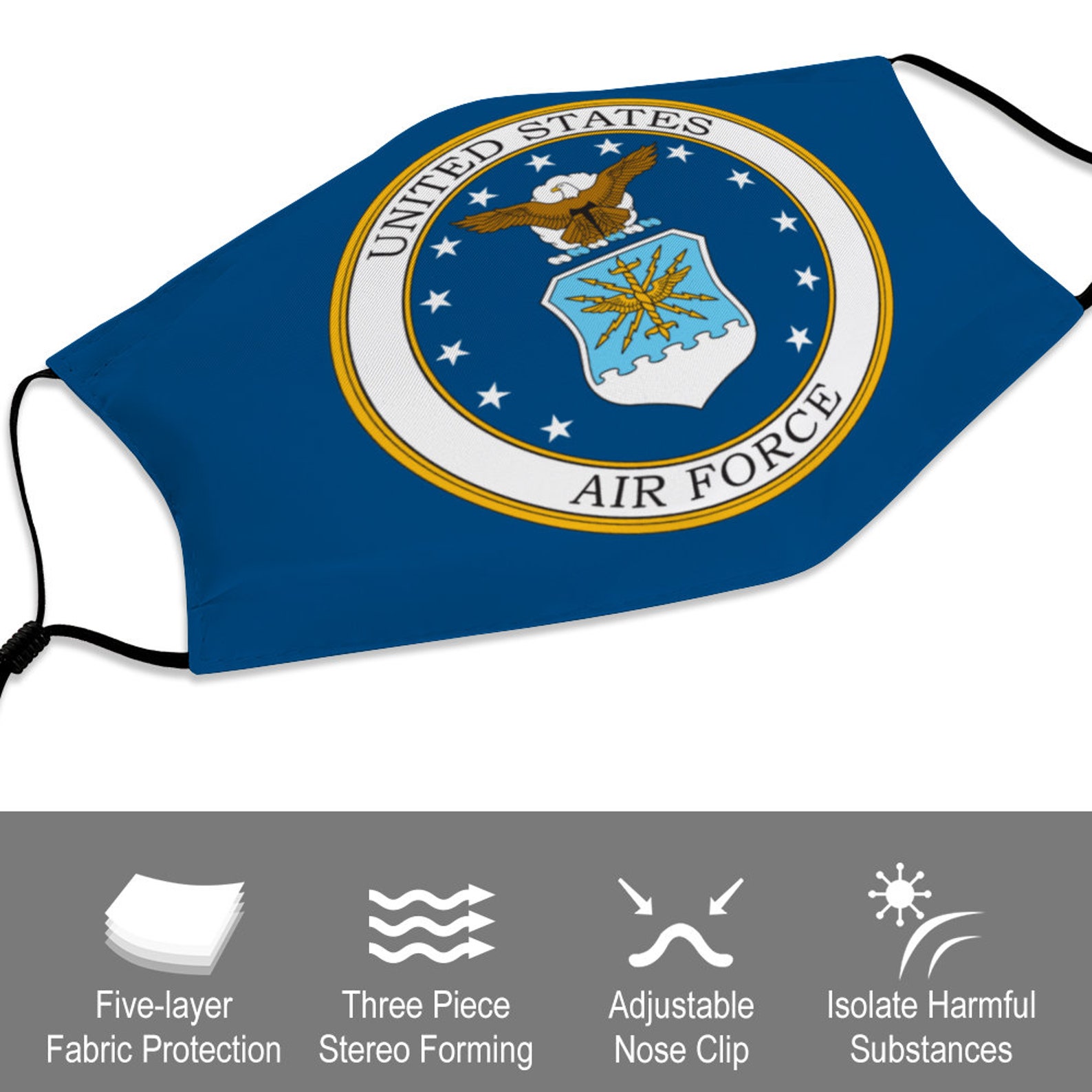 US Air Force Armed Military Patriotic Proud USA Veteran Cloth Face Mask ...