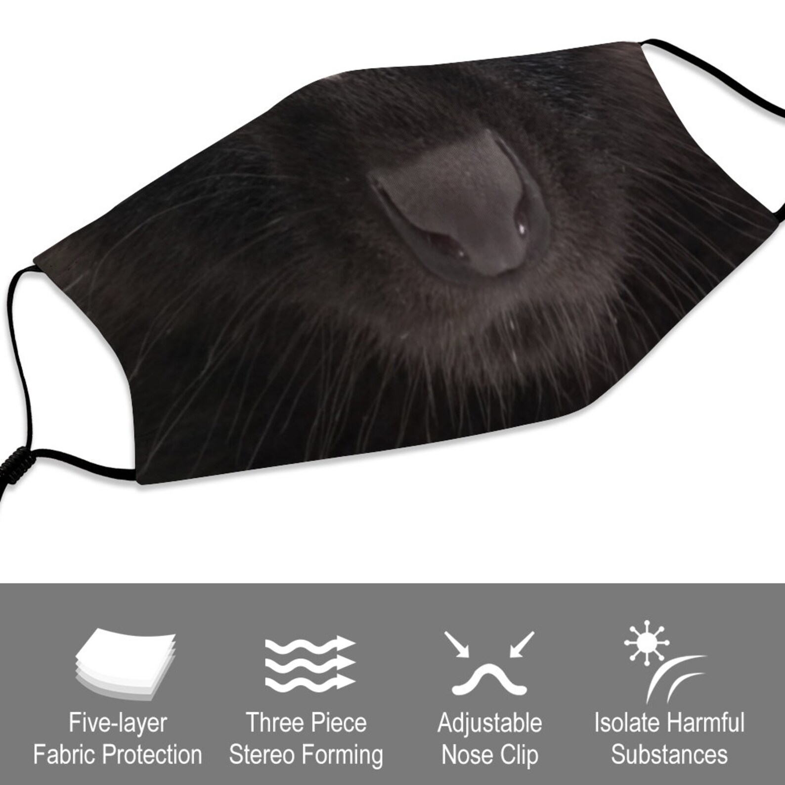 Skunk Mouth Black White Polecat Pepe Le Pew Stinker Cloth Face Mask W ...