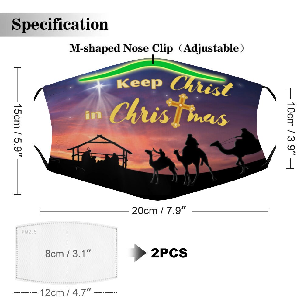 Keep Christ in Christmas Nativity Holiday Jesus Cloth Face Mask With 2 ...