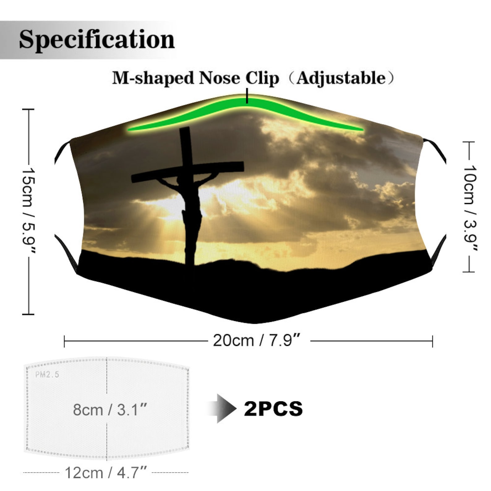 Jesus on Cross Faith Easter Christian Religious Holiday Cloth Face Mask ...